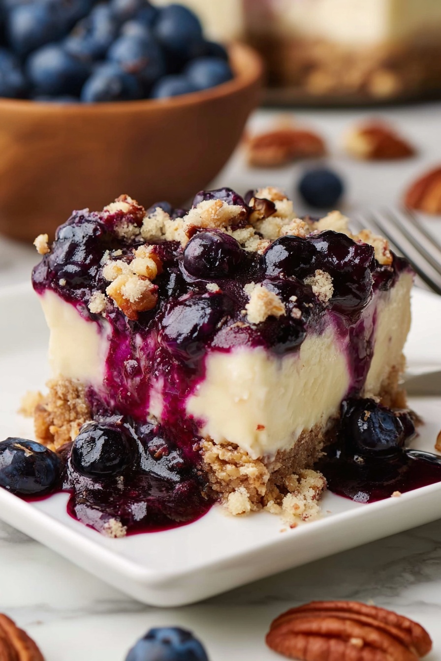 Lemon Cream Cheese Dessert with Blueberry Topping | Irresistible & Easy