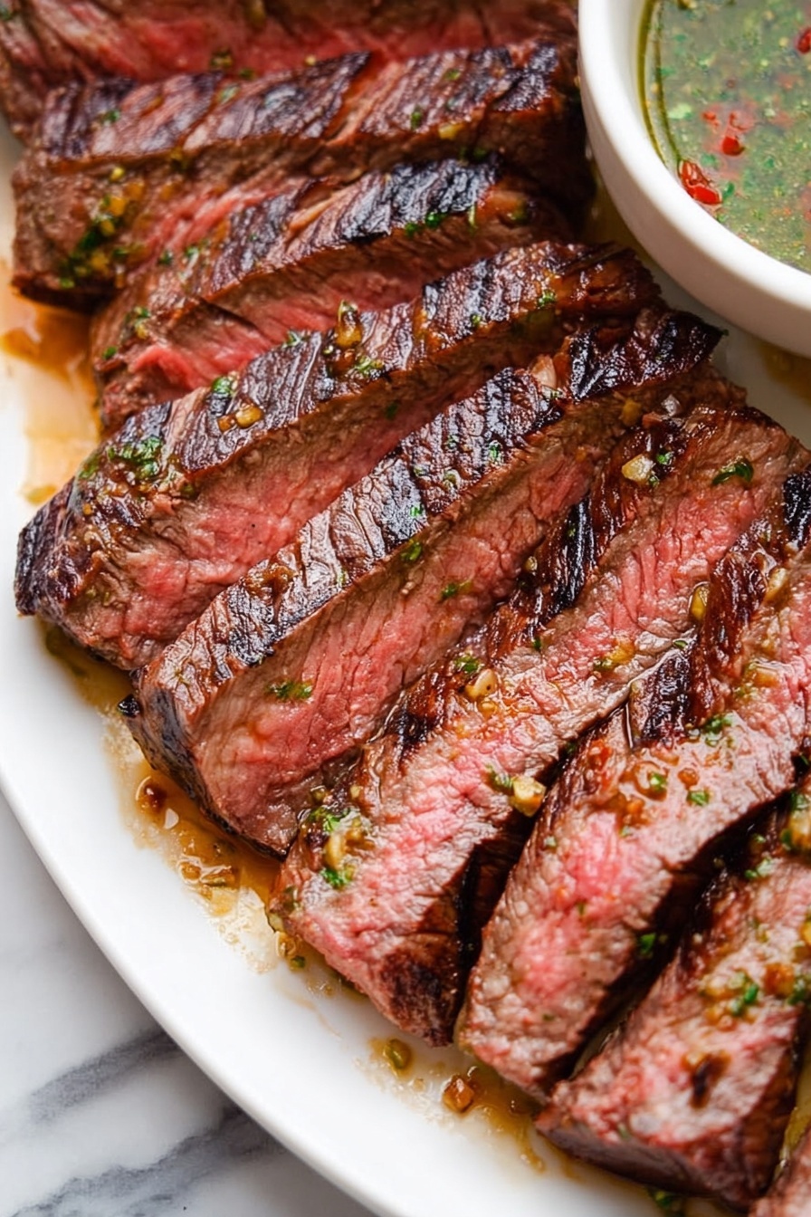 Grilled Flank Steak with Chimichurri – Juicy, Zesty & Flavorful